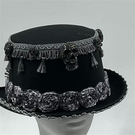 Unikat Karneval Halloween La Catrina Gothic Luxus Zylinder Skull