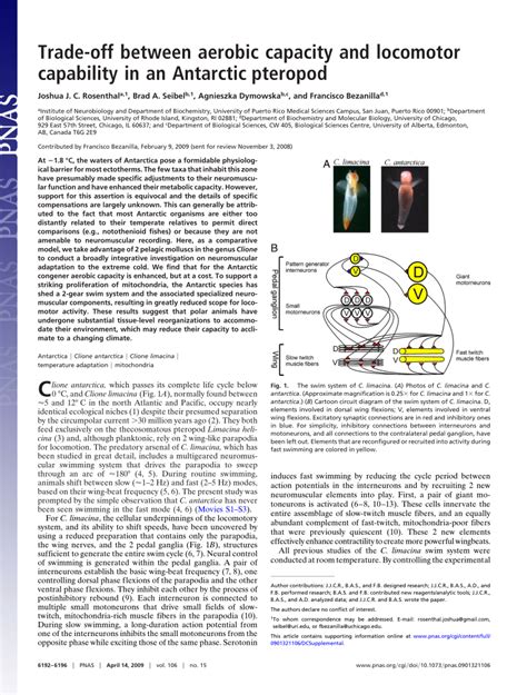 Pdf Trade Off Between Aerobic Capacity And Locomotor Capability In An