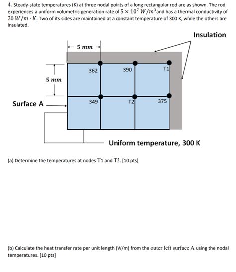 Solved 4 Steady State Temperatures K At Three Nodal