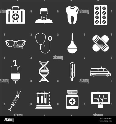 Medicine Icons Set Grey Vector Stock Vector Image And Art Alamy