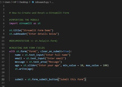 how to create a simple webform using streamlit