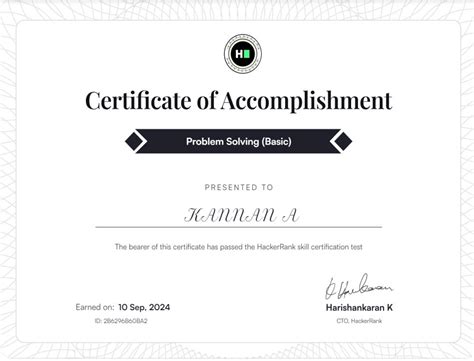 Earned Problem Solving Basic On Hackerrank Kannan A Posted On The