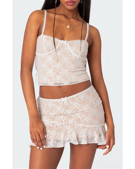 Edikted Maria Floral Lace Corset Camisole In White Lyst