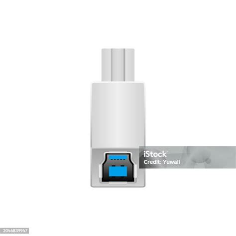 흰색 Usb Typeb 30 수암 어댑터의 간단한 그림입니다 Usb 케이블에 대한 스톡 벡터 아트 및 기타 이미지 Usb