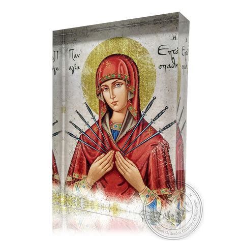 Virgin Mary Seven Swords Diaphanous Byzantine Icon