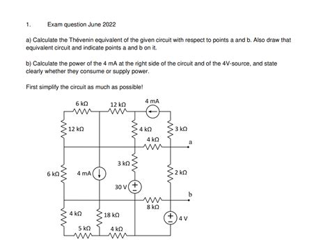 Solved 1 Exam question June 2022 a Calculate the Thévenin Chegg