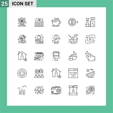 Mobile Interface Line Set Of 25 Pictograms Of Chemistry Laboratory