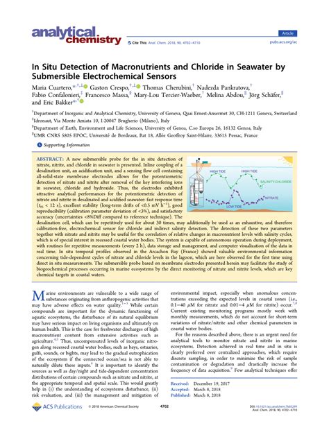 Pdf In Situ Detection Of Macronutrients And Chloride In Seawater By Submersible
