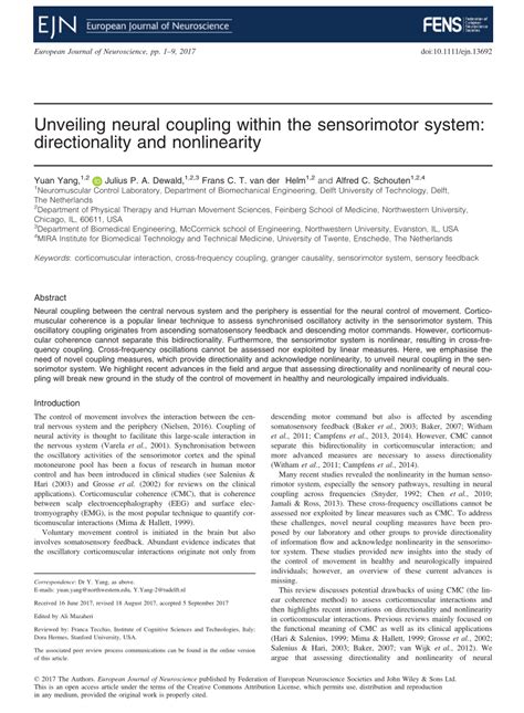 Pdf Unveiling Neural Coupling Within The Sensorimotor System