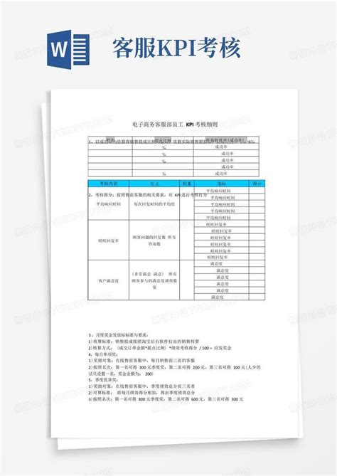 客服kpi考核word模板下载 编号qddegxkm 熊猫办公