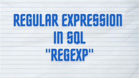 Regexp In Sql Regular Expression With Example Datacloudy