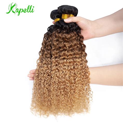 Ombre Kinky Curly Bundles Brazilian Human Hair Weave Bundles1b3027