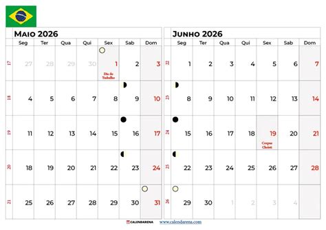 Calendário Maio 2026 Brasil Download Grátis Pdf