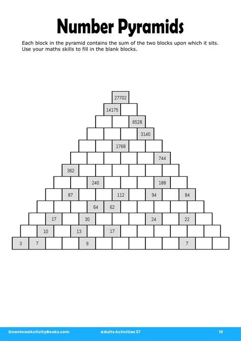 Number Pyramids In Adults Activities 37 Worksheets Library