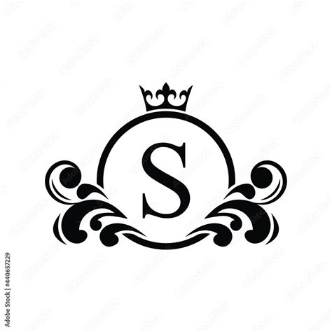 Black Letter S Template Logo Luxury Letter With Crown Monogram