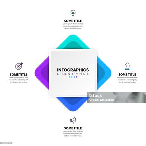인포그래픽 템플릿입니다 4 단계와 아이콘이있는 사각형 벡터 0명에 대한 스톡 벡터 아트 및 기타 이미지 0명 개념 다이어그램 Istock