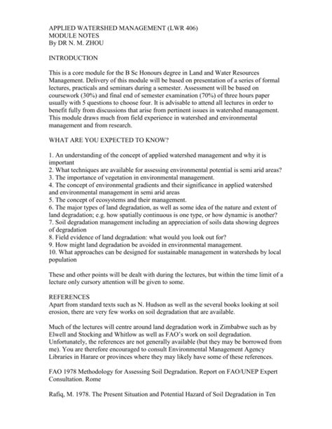 Applied Watershed Management Lwr 406
