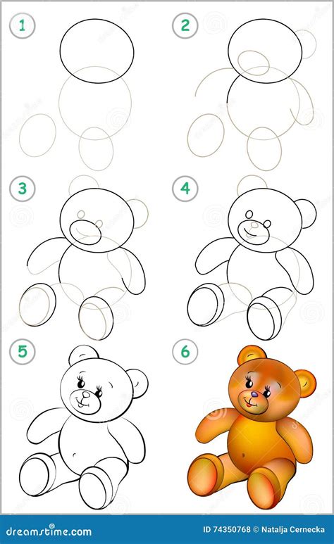 La Página Muestra Cómo Aprender Paso A Paso Dibujar Un Oso De Peluche
