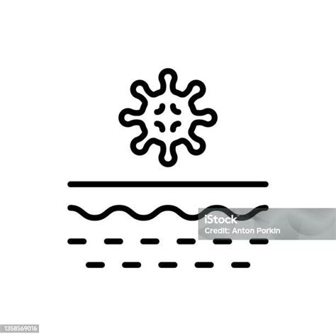 Bacteria On Skin Line Icon Microorganisms On Structure Of Dermis