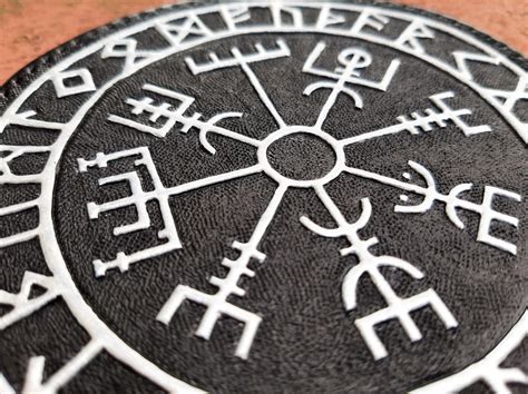 Leather Patch Compass Of Vegvisir Runic Compass Norse Wheel Celtic