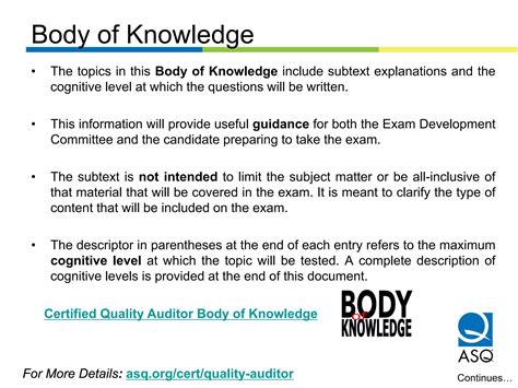 Overview Of Asq Certified Quality Auditor Cqa Ppt
