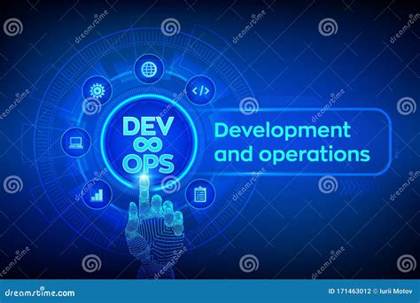 Devops Agile Development And Optimisation Concept On Virtual Screen