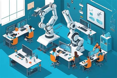 Premium Photo Depict A Robotics Lab With Students Programming Robotic