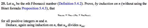 Solved Let Un Be The Nth Fibonacci Number Definition