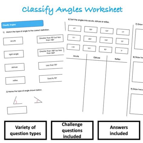 Classify Angles Worksheet By Kg Resources Tpt