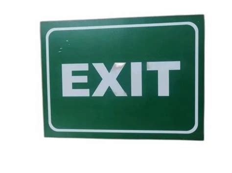 Acp Sheet Rectangular Green Exit Sign Board For Safety Board