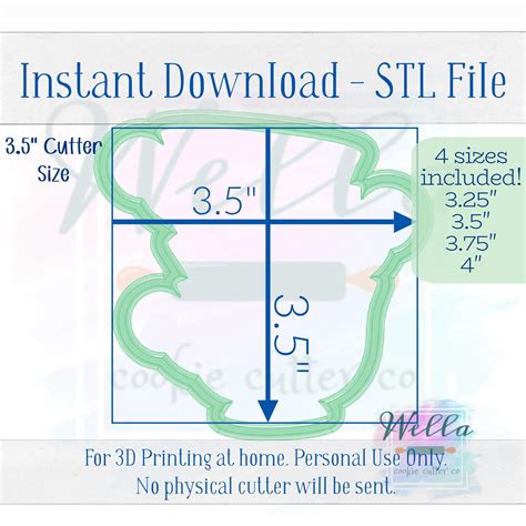 Digital Stl File Stacked Teacups Cookie Cutter 3 Sizes 325 35