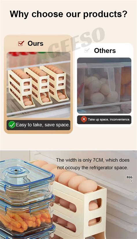 Geeso 30 Grids Egg Storage Organizer 3 Tier Egg Rack Tray Automatic
