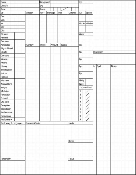 One Page Character Sheet Dungeon Masters Guild Drivethrurpg