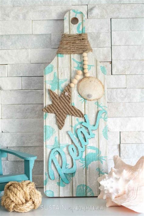 Beachy Dollar Store Cutting Board Craft Sustain My Craft Habit