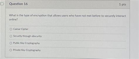 Solved Question 161ptswhat Is The Type Of Encryption That