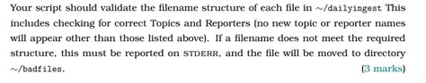 your script should validate the filename structure of