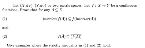 Solved Let X Dx Ydy Be Two Metric Spaces Let F X →