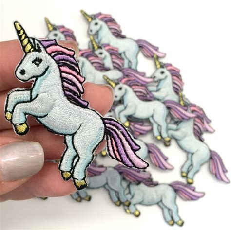 Unicorn Patch Iron On Embroidered Applique Pastel Etsy