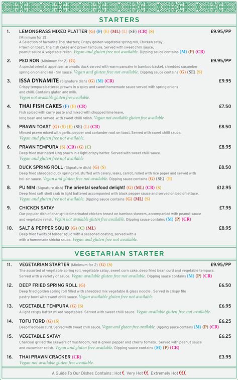 Menu Chichester Lemongrass Thai Restaurant