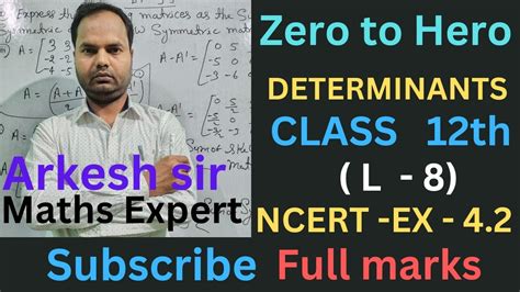 determinants class 12th l 8 ncert ex 4 2 youtube