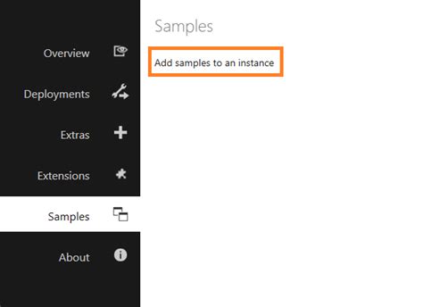 add samples to an instance installation documentation learning