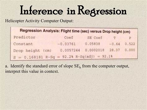 Regression Inference Confidence Intervals Pptx