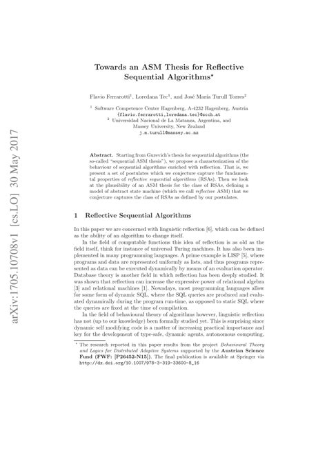 Pdf Towards An Asm Thesis For Reflective Sequential Algorithms