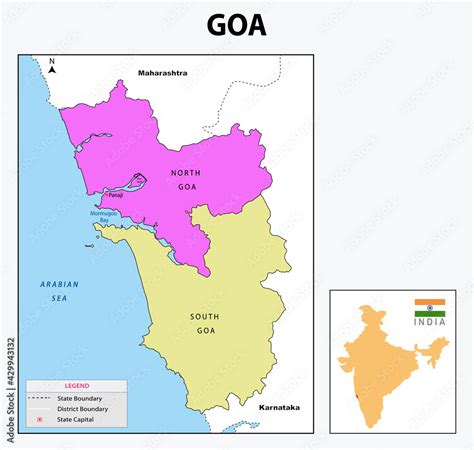 Goa Map Goa Administrative And Political Map Goa Map With Neighbouring Countries And Border