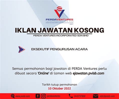 Iklan Jawatan Perda Ventures Incorporated Sdn Bhd Jobs Hub