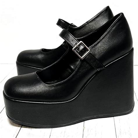 Shoes New Black Mary Jane Platform Wedge Heel Pumps Poshmark