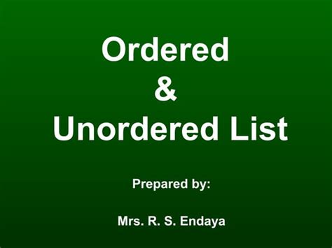 Ordered And Unordered List In Ms Frontpage 2003 Ppt