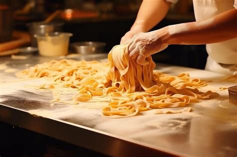 Premium Photo Chef Making Fresh Tagliatelle Pasta