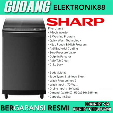 Jual Mesin Cuci Sharp 1 Tabung 8 5Kg ES M8500XT Top Loading Sharp 1