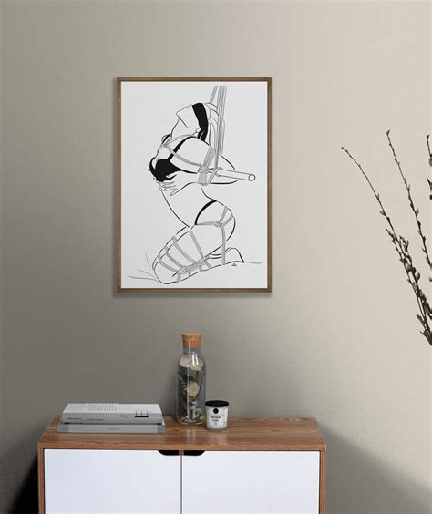 Erotic Line Art Bondage Line Drawing Shibari Rope Kink Sub Etsy